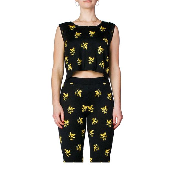 NAYA REA | Tops | New Naya Rea Alla Knit Top In Blackyellow Flowers ...